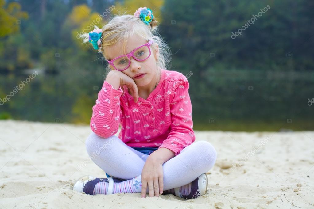 Funny portrait of emotional girl in pink glasses Stock Photo by ...