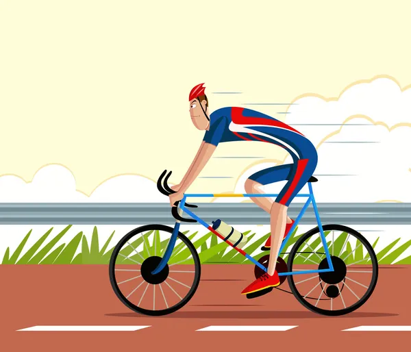 Vector illustration of race cyclist performing fast cycling in race ...