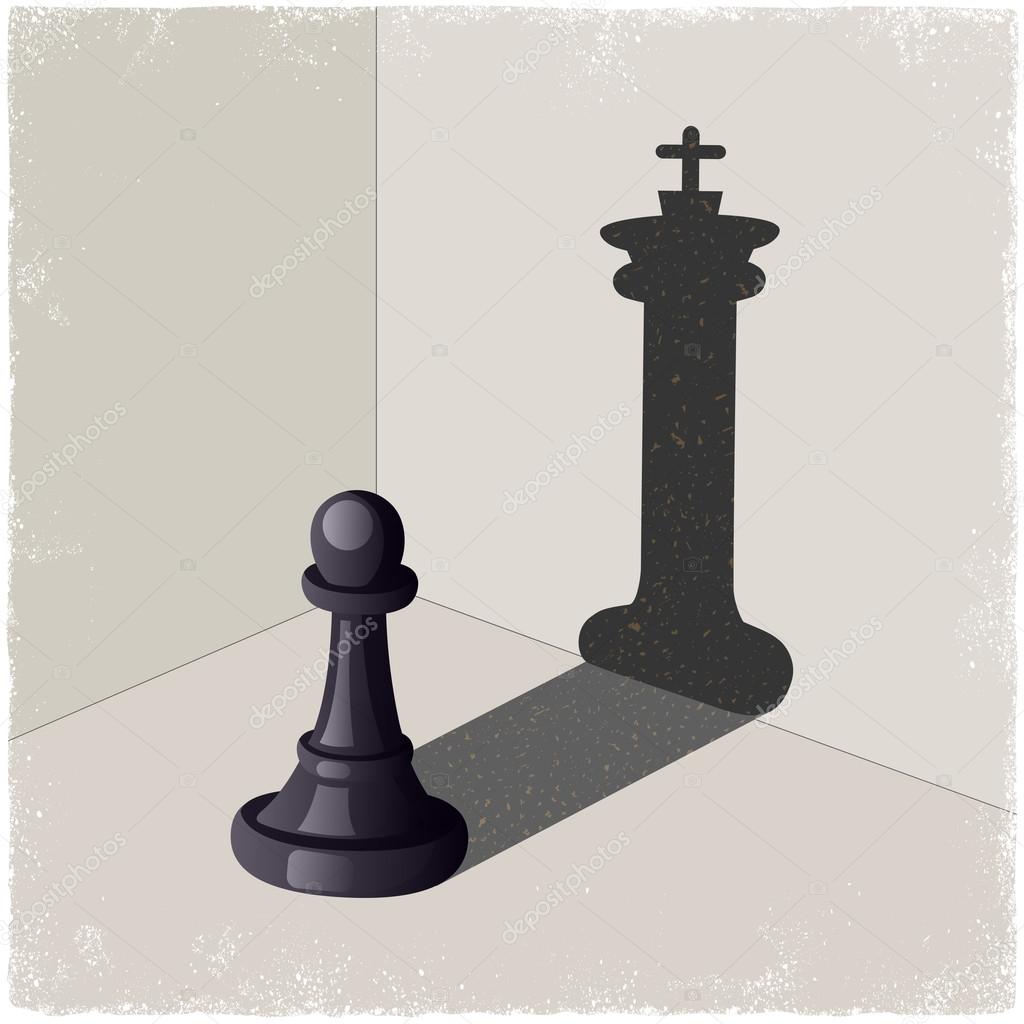 Chess pawn casting a king piece shadow — Stock Vector ...