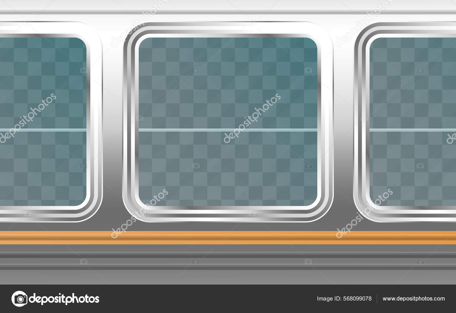 Realistic Transparent Metal Train Window Railway Transport Vector Stock ...