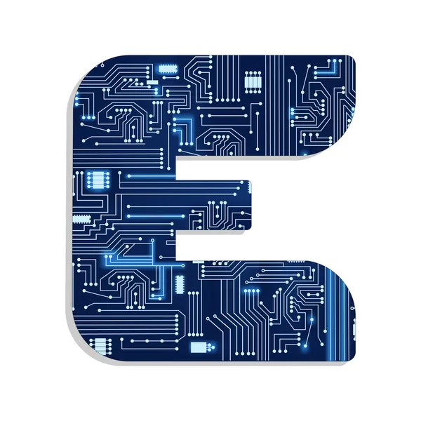 Letter "e" from technology's stylized alphabet - Stock Image - Everypixel