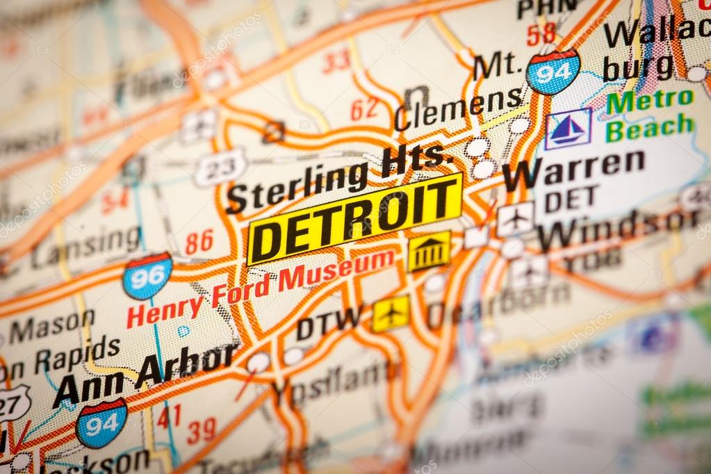 Detroit on a road map Stock Photo by ©marcoscisetti 47082665