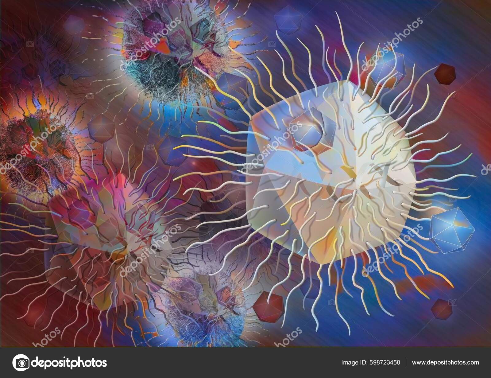 Virophages Infecting Mama Viruses Very Large Viruses Stock Photo by ...