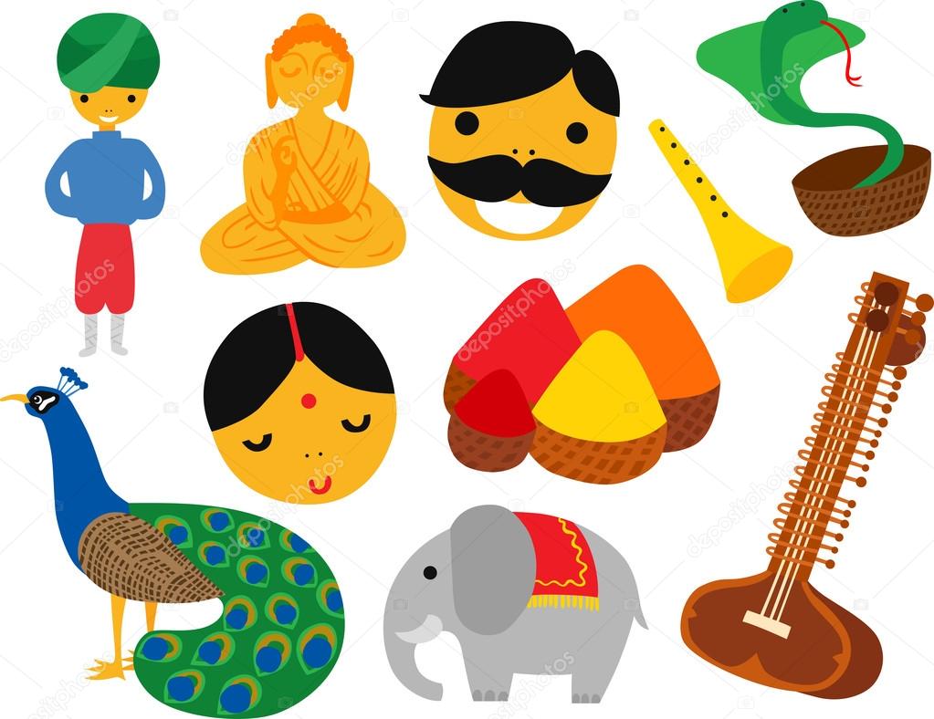 Image vectorielle Les choses typiques indiennes par ©lenanayashkova ...