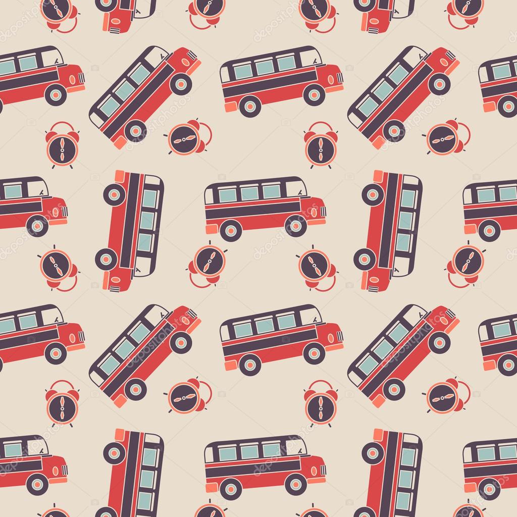 Seamless vector pattern of buses and alarms Stock Vector Image by ...