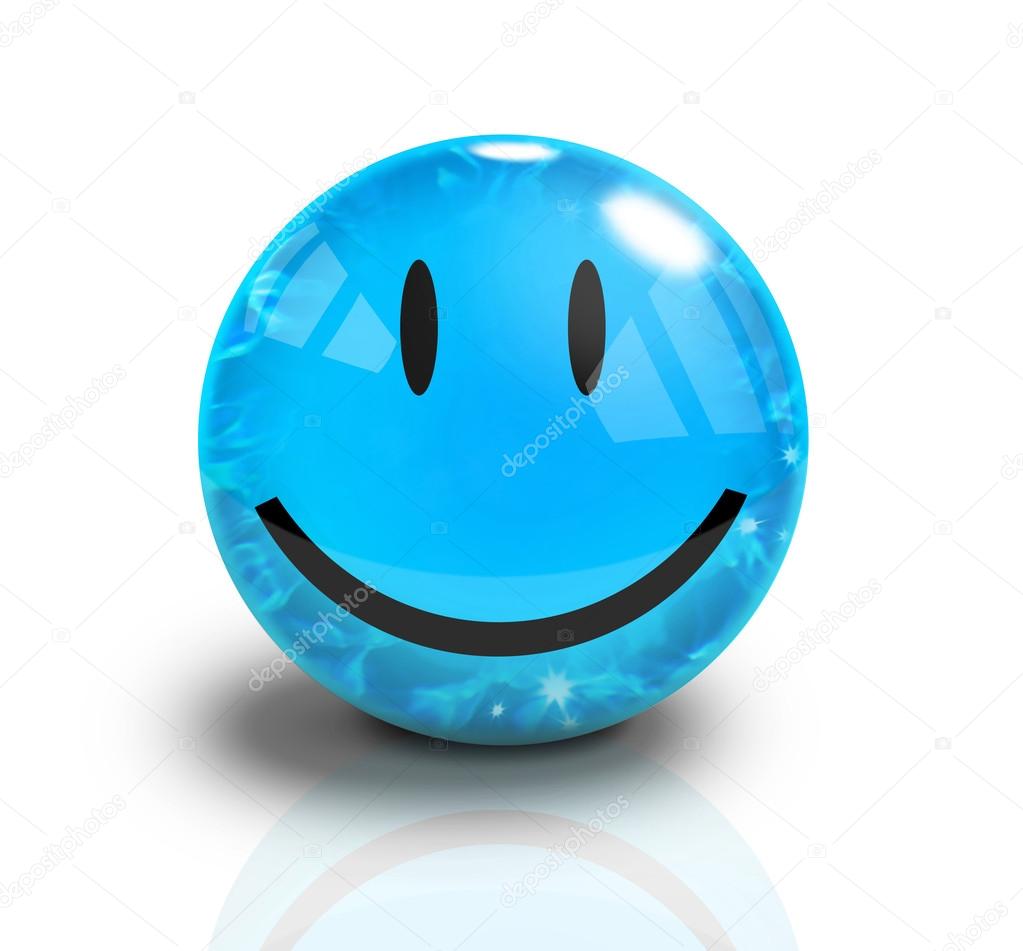 Blaue Smiley 3d glückliches Gesicht — Stockfoto © gregsi #42324845