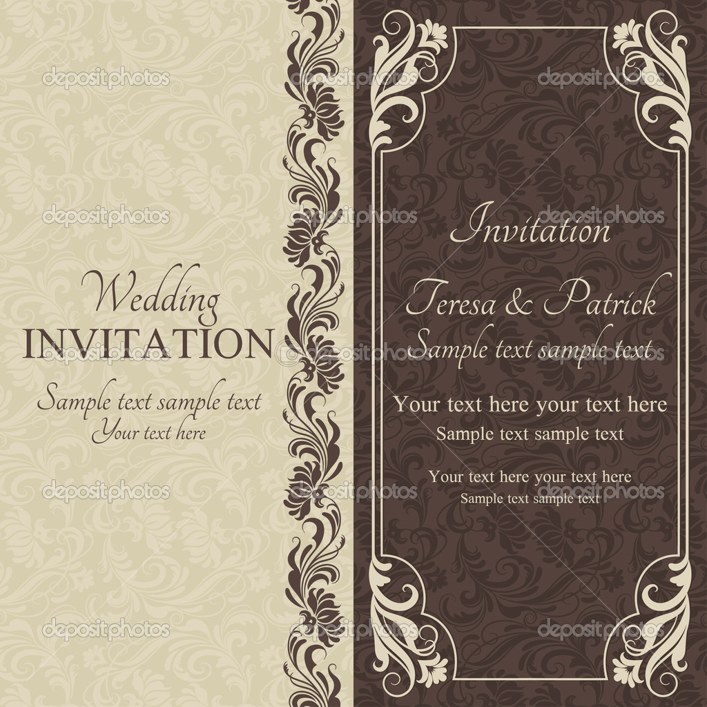 Baroque wedding invitation, brown Stock Vector Image by ©d-naya #51012119