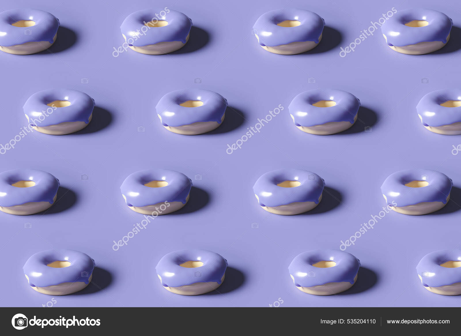 3d render of donut pattern glazed with violet color of the year 2022 ...