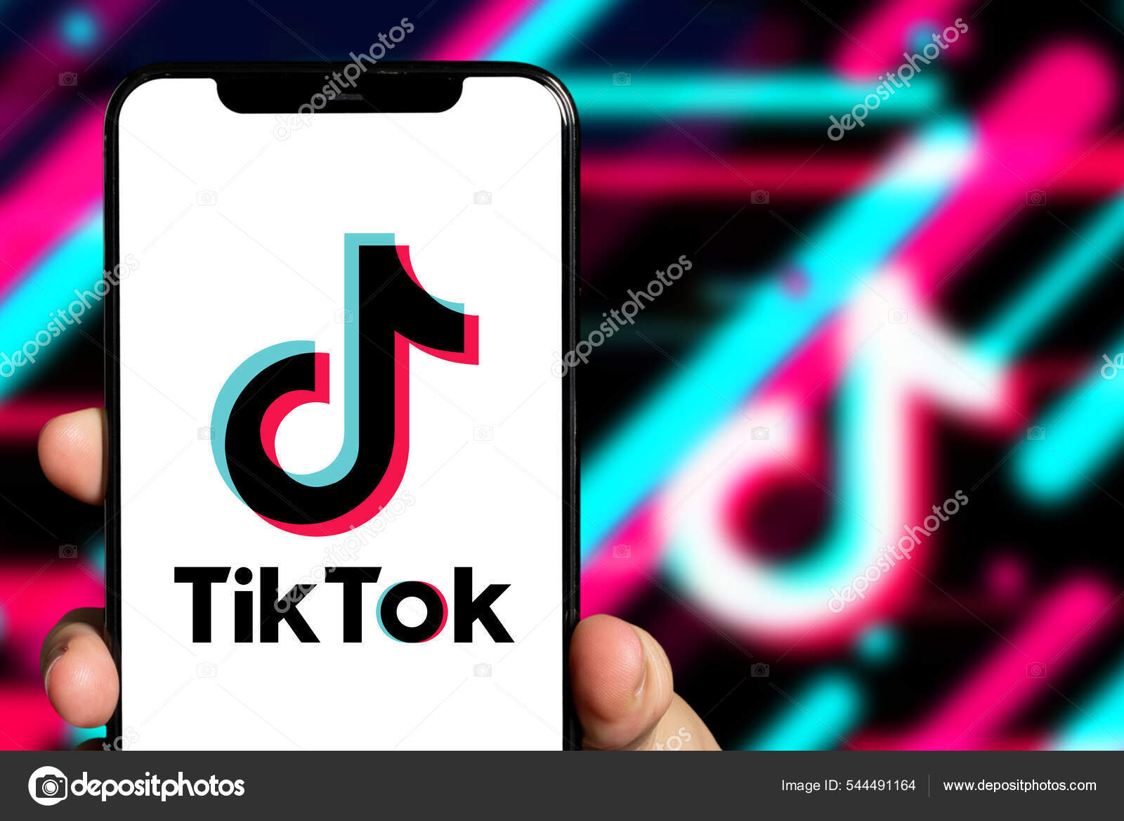 Smart Phone Tik Tok Logo Which Popular Social Network Internet — Stock ...