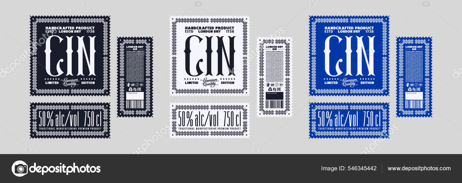Template Decorative Label Dry Gin Other Alcohol Drink Color Options ...