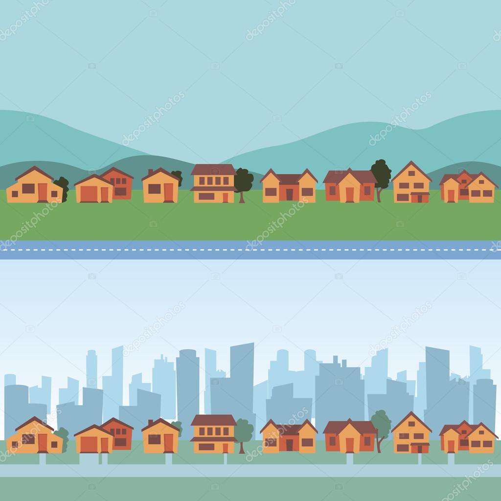Suburban and city background Stock Vector Image by ©leosapiens #42587081