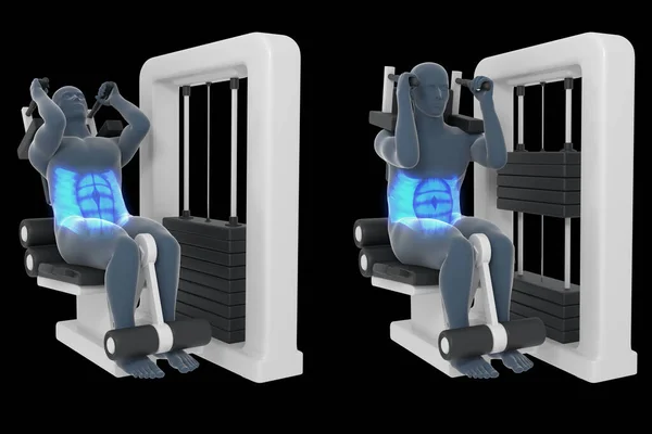 Illustration Shows Xray Man Performing Crunch Ankle Touch Workout Black ...