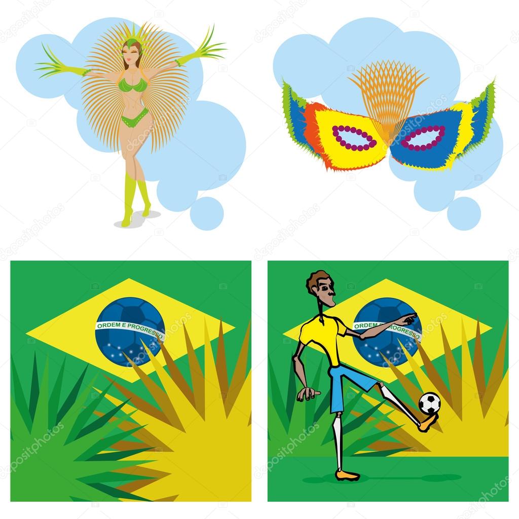 Ilustraciones de dibujos animados de Brasil editables con fondo ...
