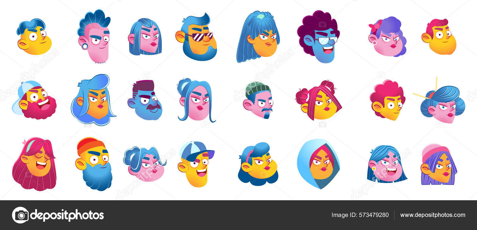 Set of different urban character avatars Vector Stock Vector by ...