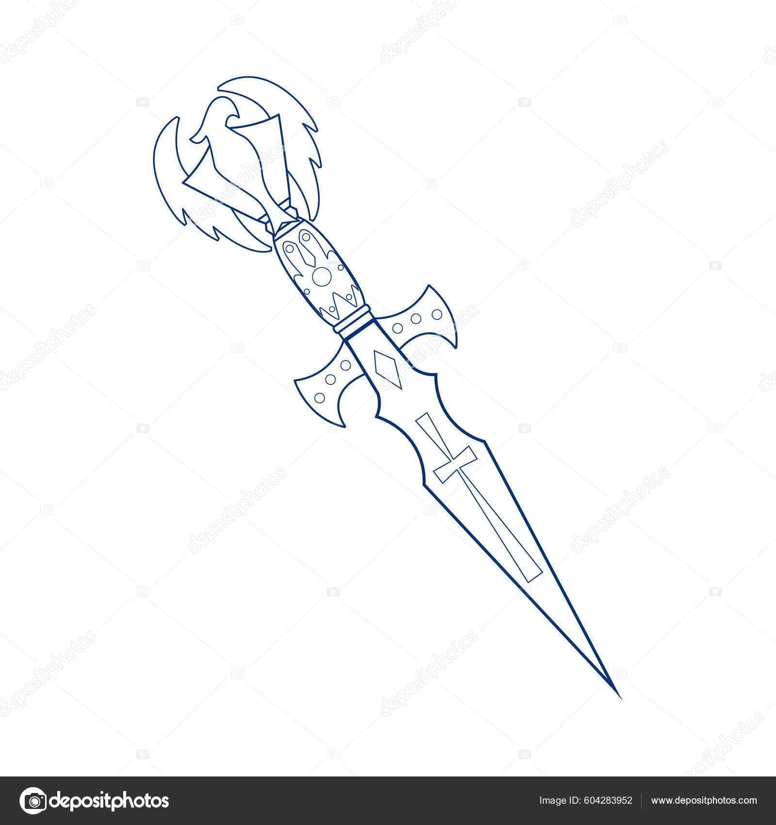 Isolated Draw Sword Heraldry Medieval Symbols Vector Illustration ...