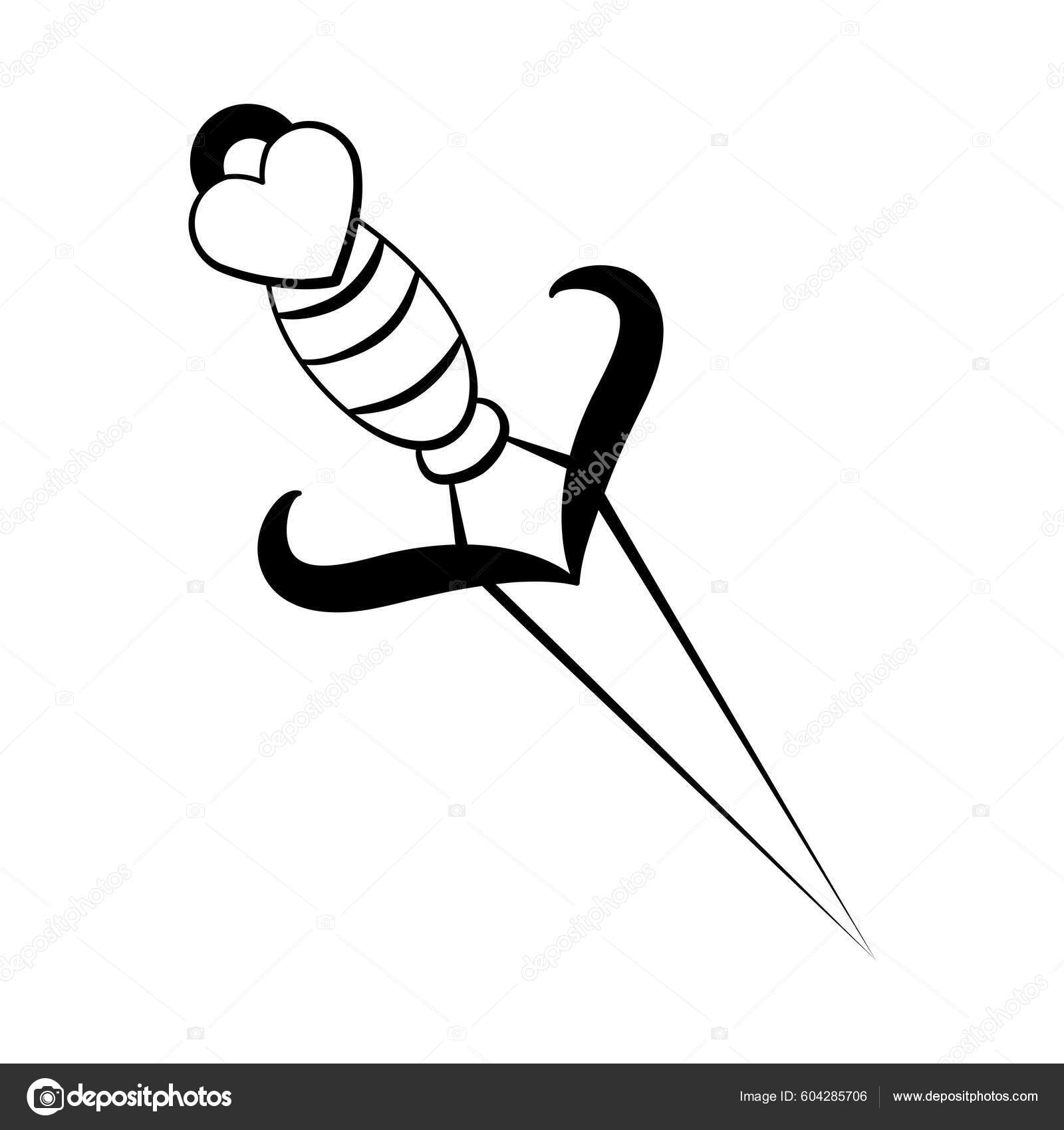 Isolated Sword Cute Small Kawaii Tatoo Vector Illustration Stock Vector ...