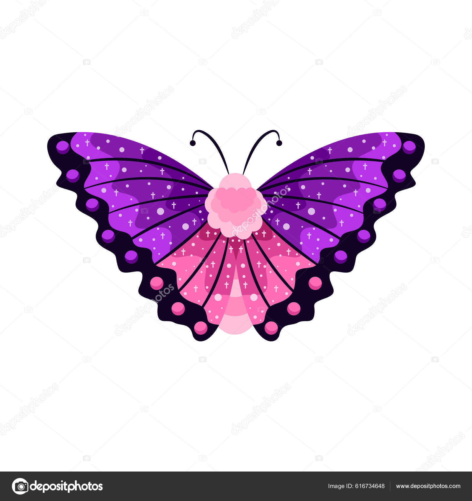 Isolated Purple Butterfly Insects Color Vector Illustration Stock ...