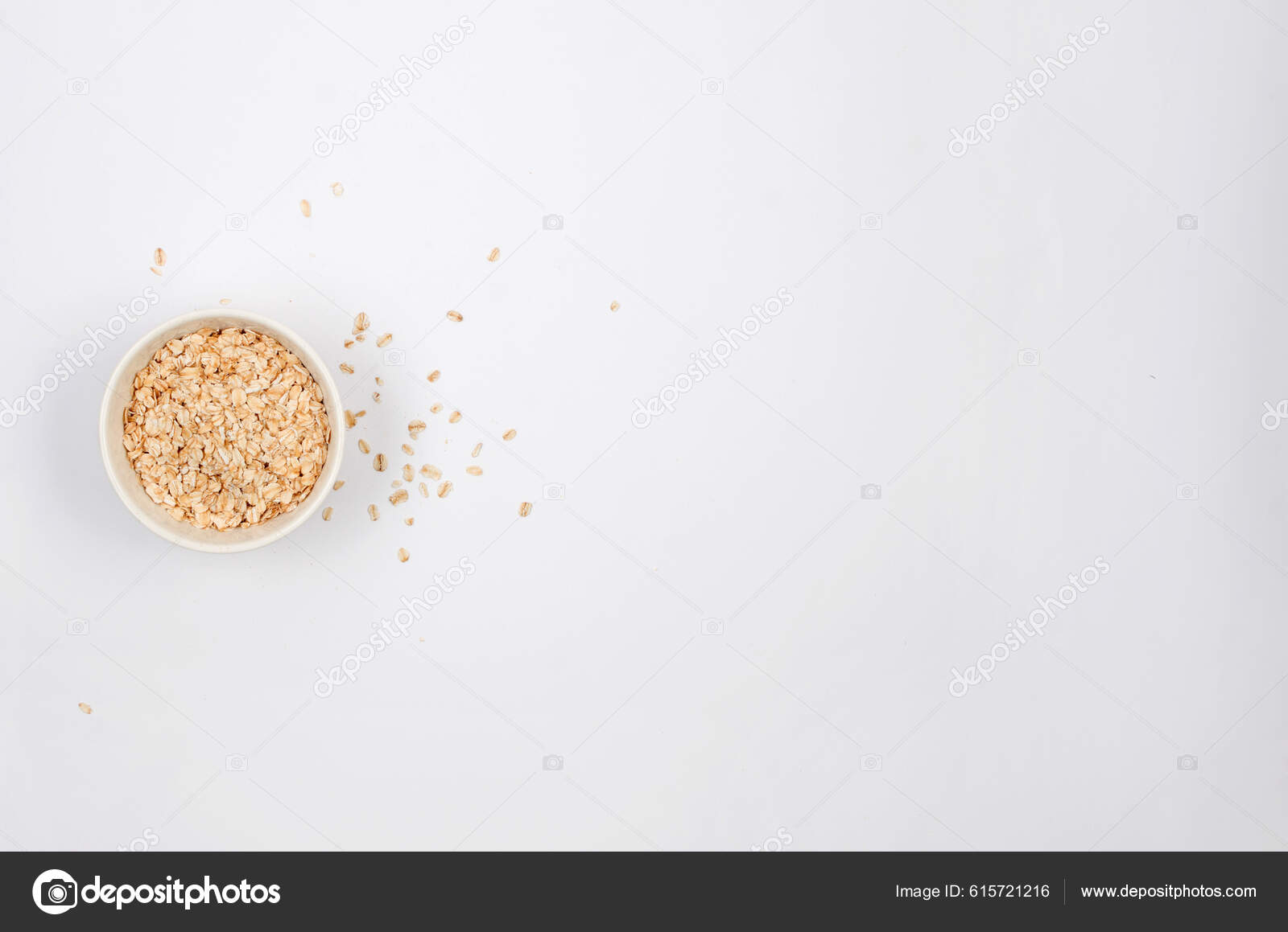 Oatmeal Bowl White Background Copy Space Healthy Snack Breakfast ...