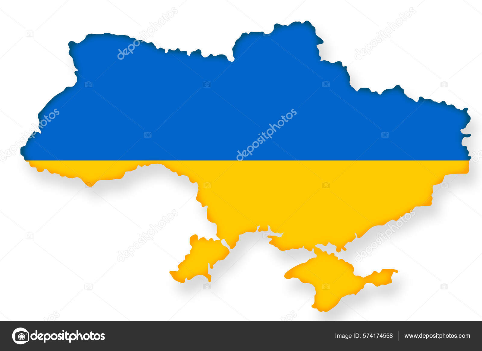 Oekraïense Kaart Oekraïense Vlag Geïsoleerd Witte Achtergrond ...