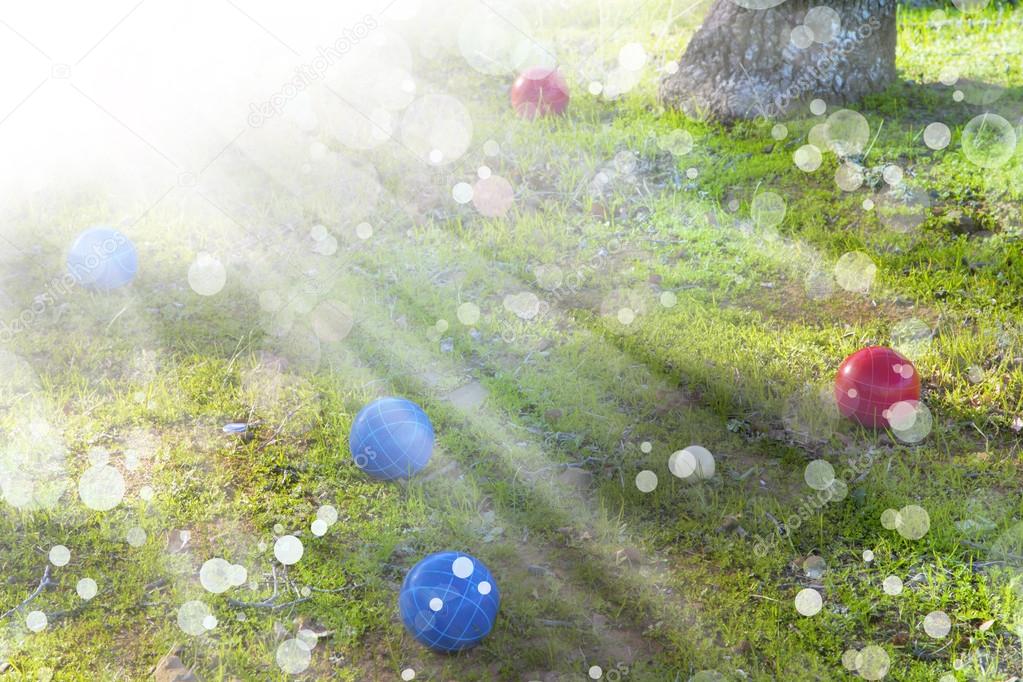 Red and blue balls in grass — Stock Photo © artnature #51360443