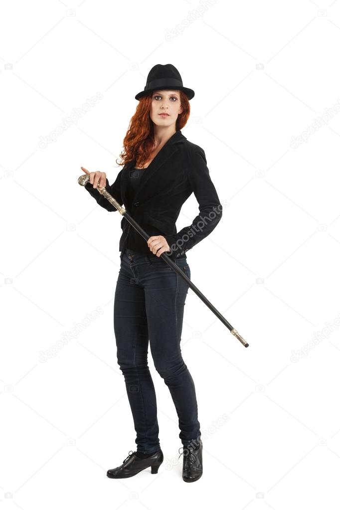 Lady with stick Stock Photo by ©AarStudio 43508901
