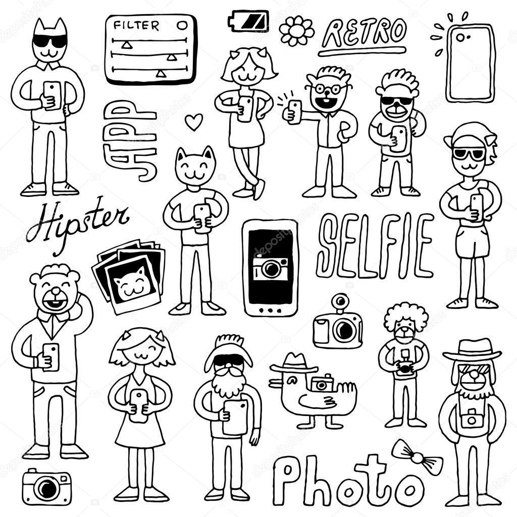 Black And White Hipster Doodle