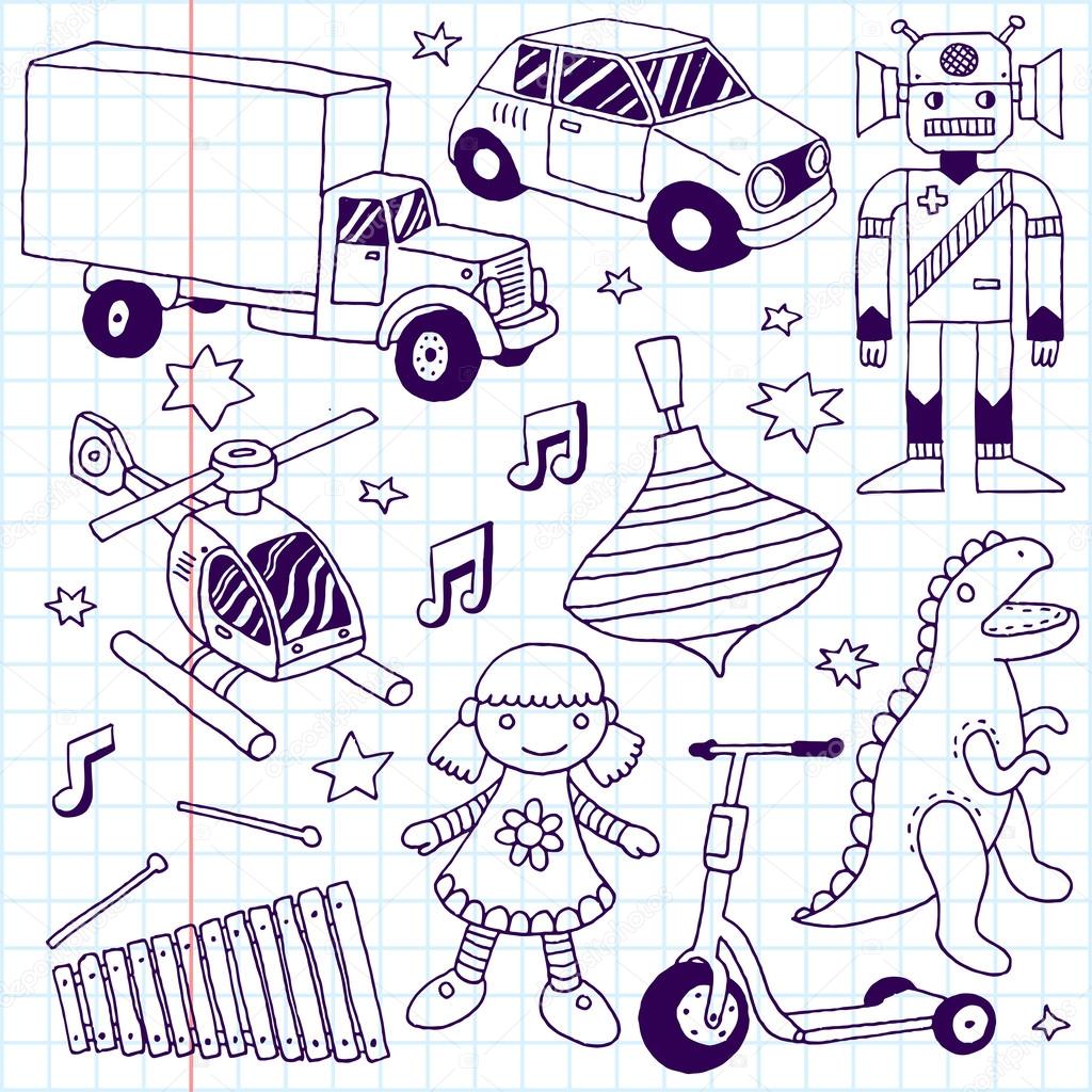 Hand drawn toys set Stock Vector Image by ©Sashatigar #51488239