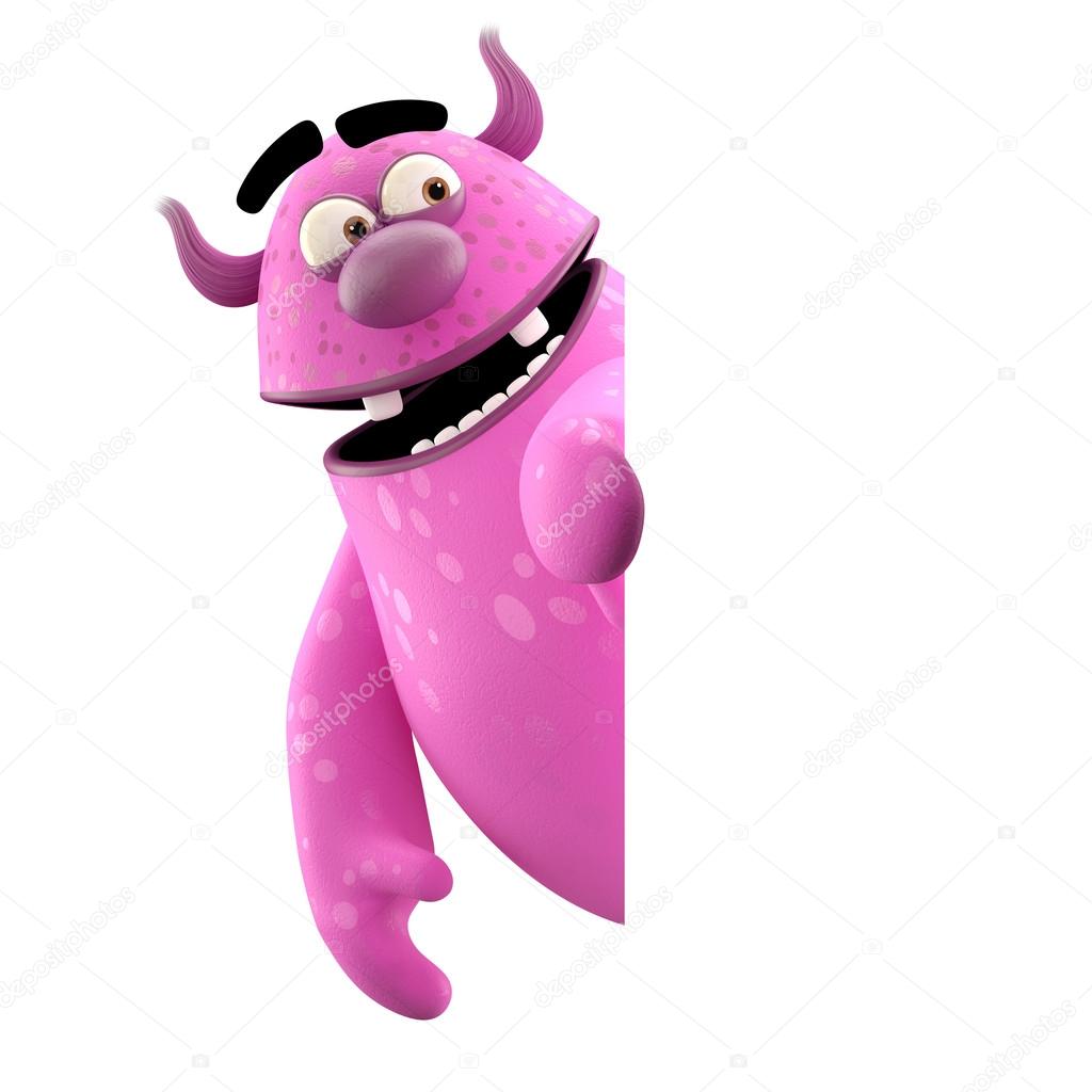 Pink peeking monster — Stock Photo © zahradnik #42882021