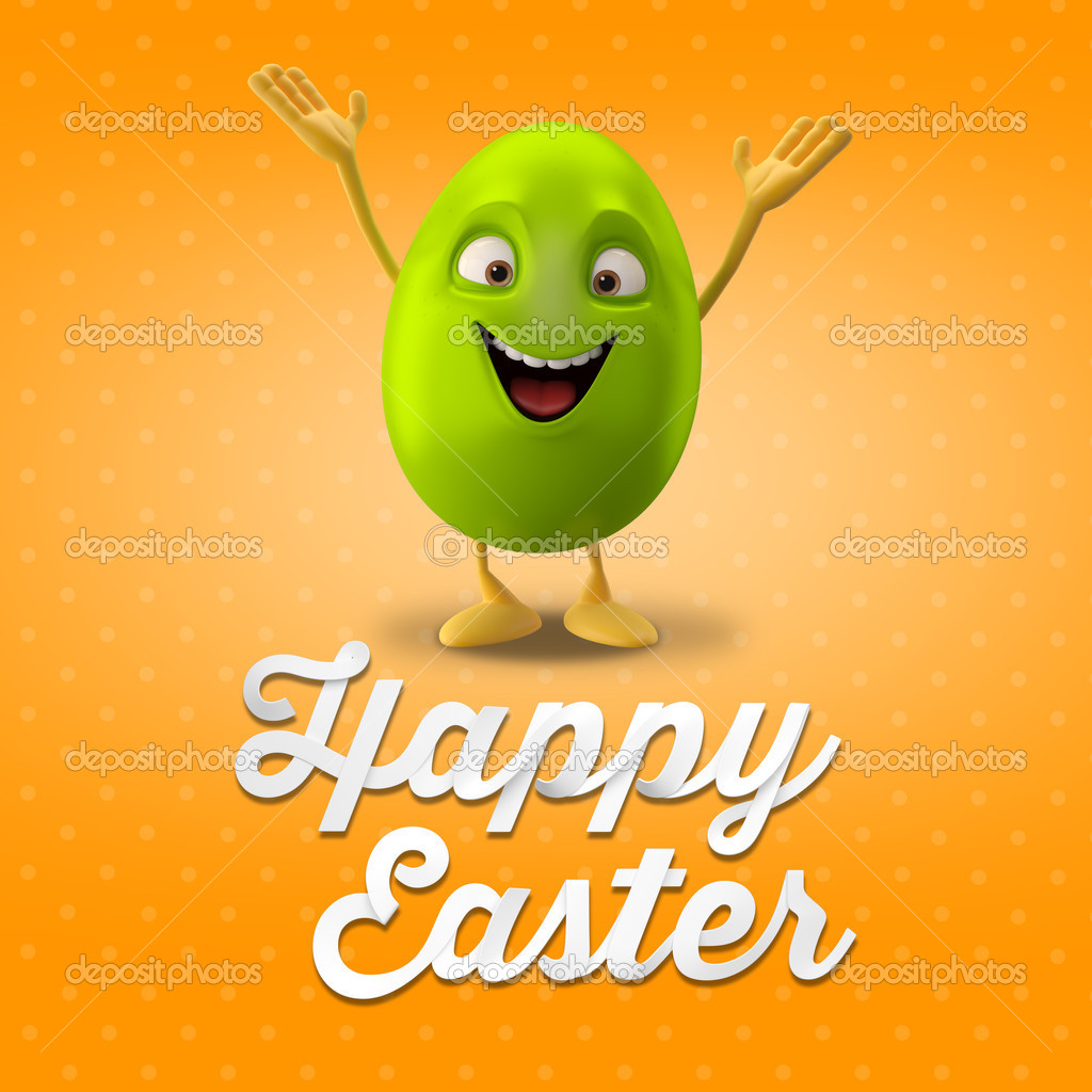 Blank happy green Easter egg with hands up Stock Illustration by ...