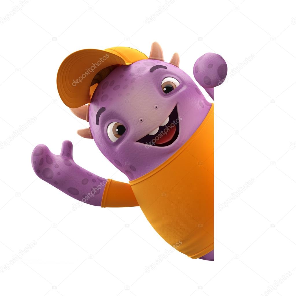 Purple peeping dino monster Stock Illustration by ©zahradnik #43059479