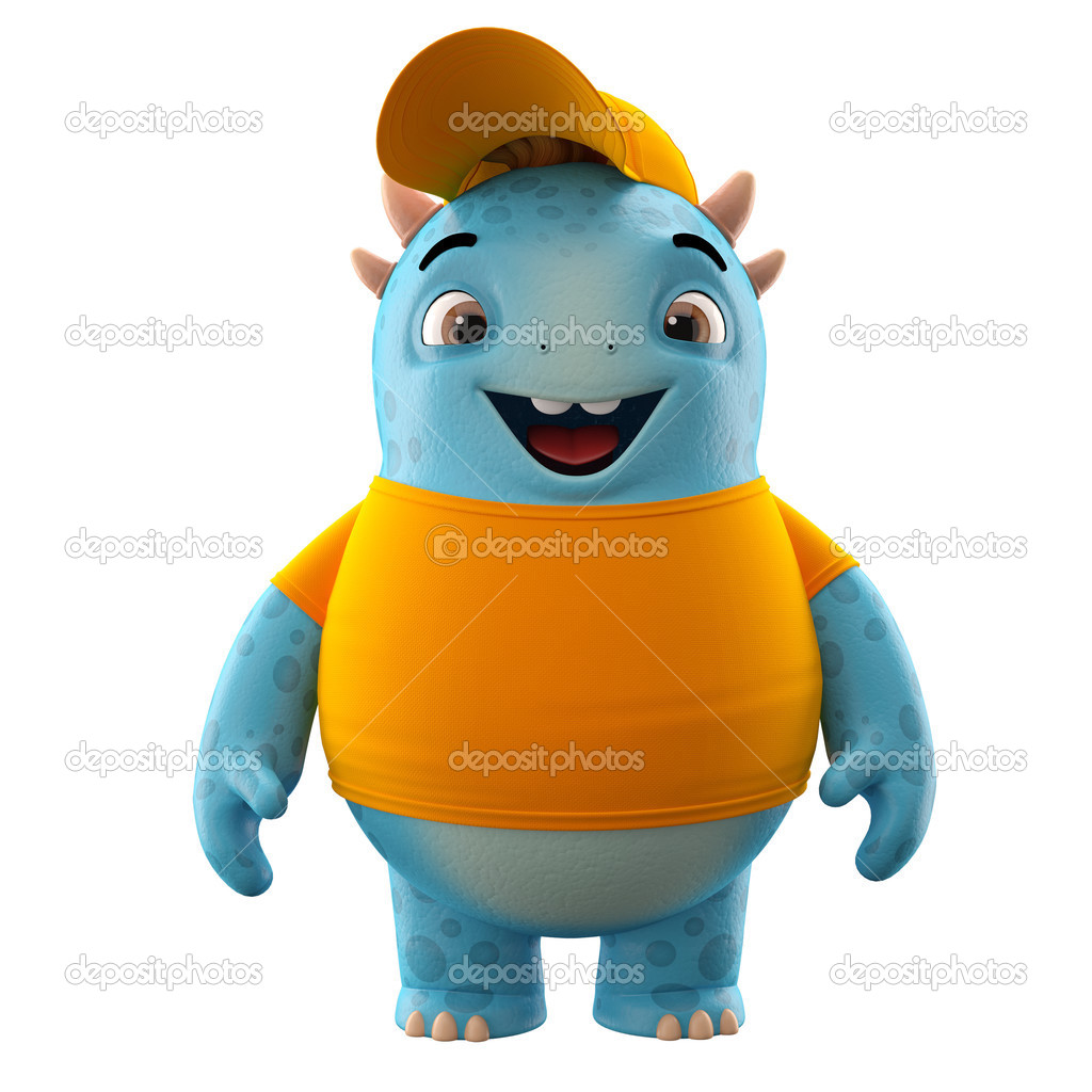 Blue smiling dino monster Stock Illustration by ©zahradnik #43060335