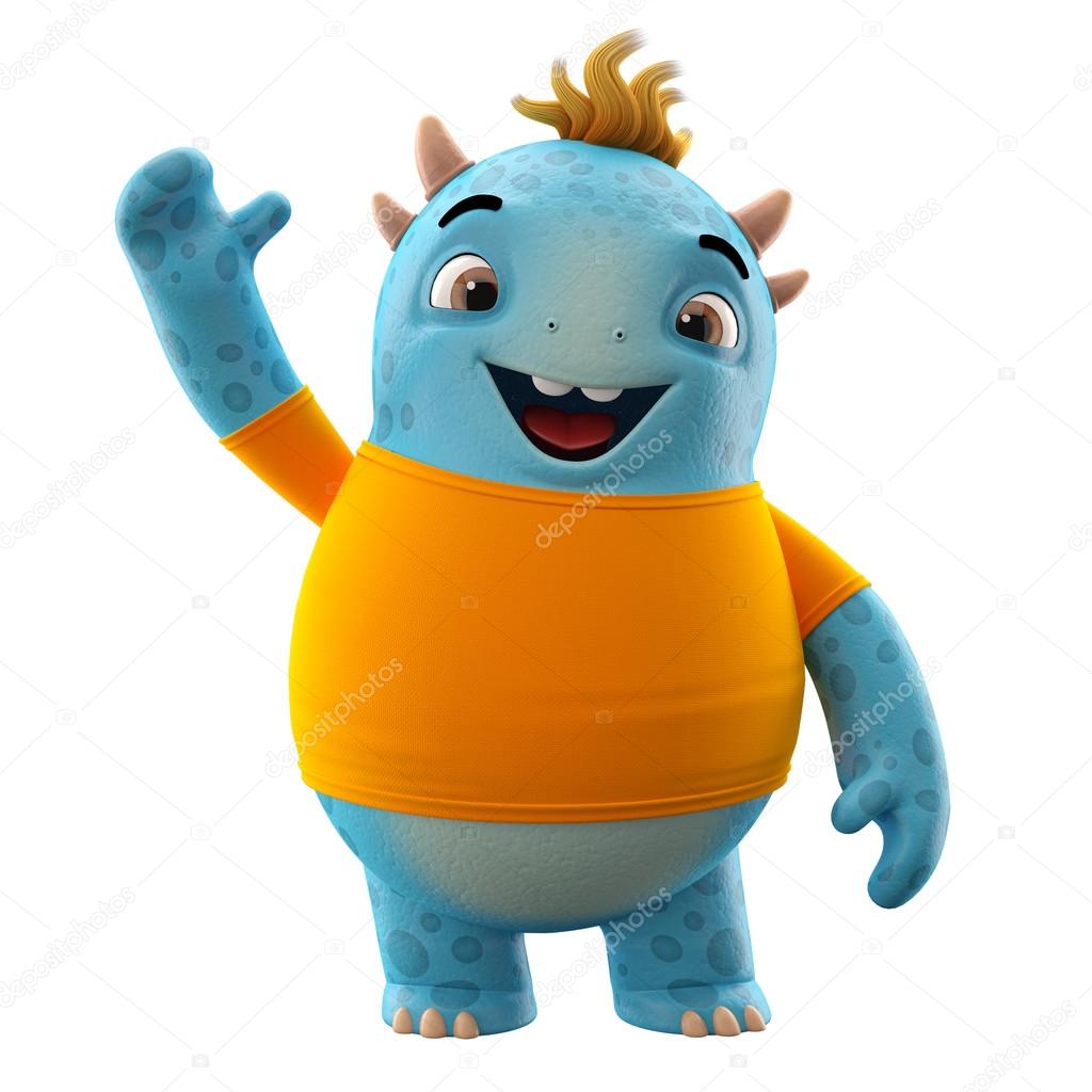 Blue dino monster with one hand up Stock Illustration by ©zahradnik ...