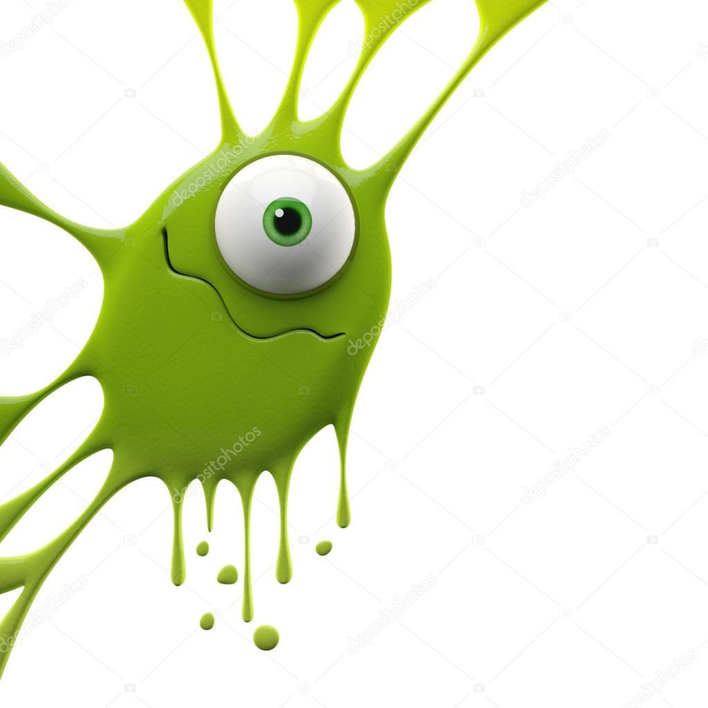 Green wavy smiling monster Stock Illustration by ©zahradnik #43068955