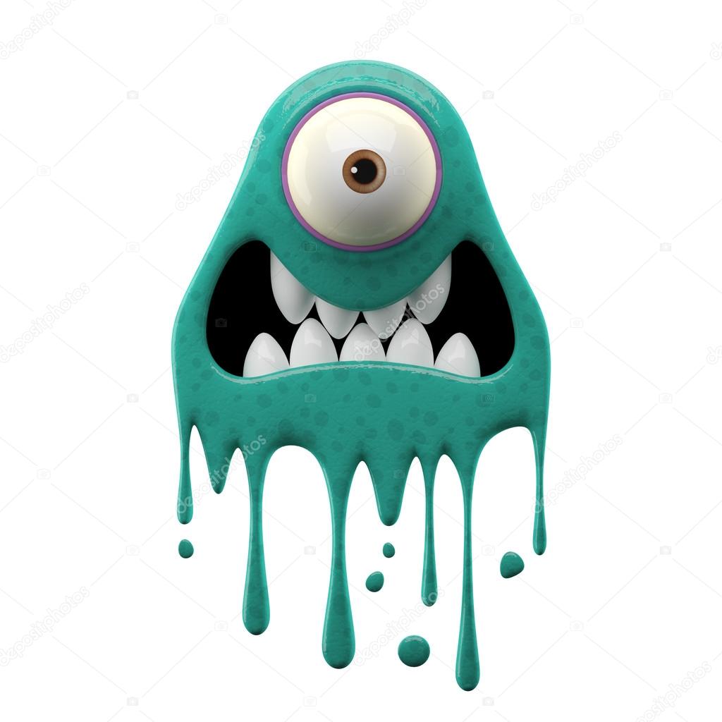 One-eyed frightened cyan monster Stock Illustration by ©zahradnik #43071553