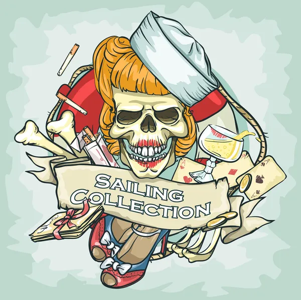 Skeleton Pin Up Girl Tattoo