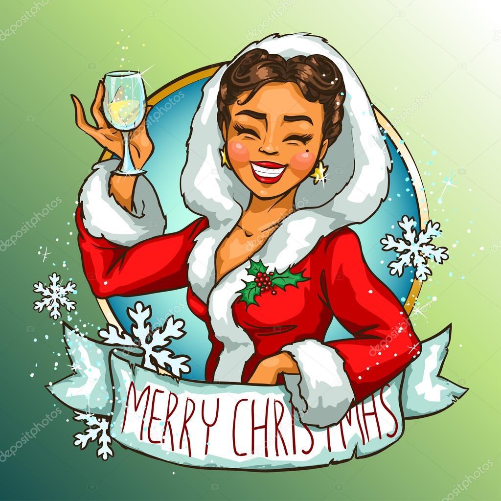 Christmas Pin Up Girl — Stock Vector © Nataliahubbert 43415975