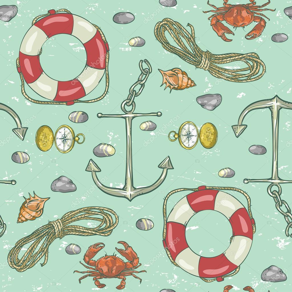 Marine pattern Stock Vector Image by ©nataliahubbert #43418271