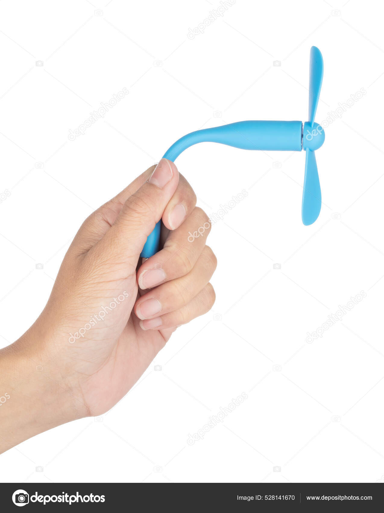 Hand Holding Portable Usb Fan Isolated White Background — Stock Photo ...