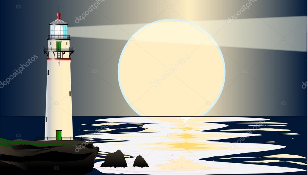 Lighthouse Night Stock Vector by ©BigAlBaloo 44562409