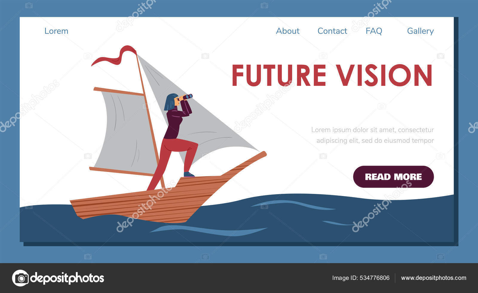 Future vision and business future goals website page, flat vector ...
