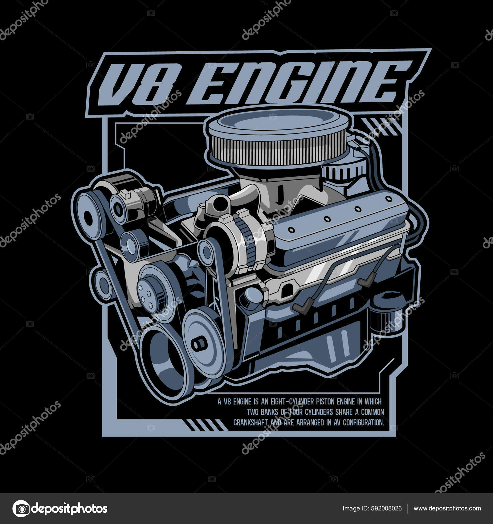 V8 Engine Vector
