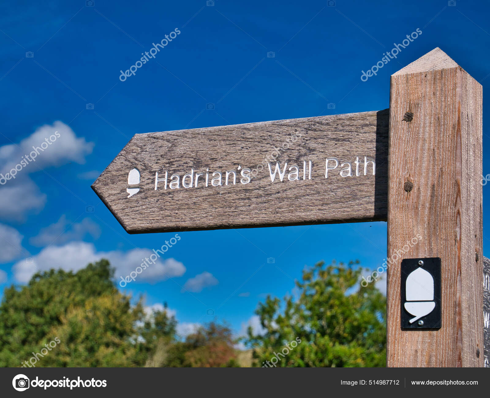 Weathered Wooden Signpost Points Way Hadrian's Wall Path National Trail ...