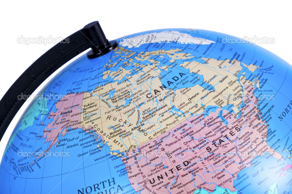 World Globe on Canada Stock Photo by ©danielshot 44403551