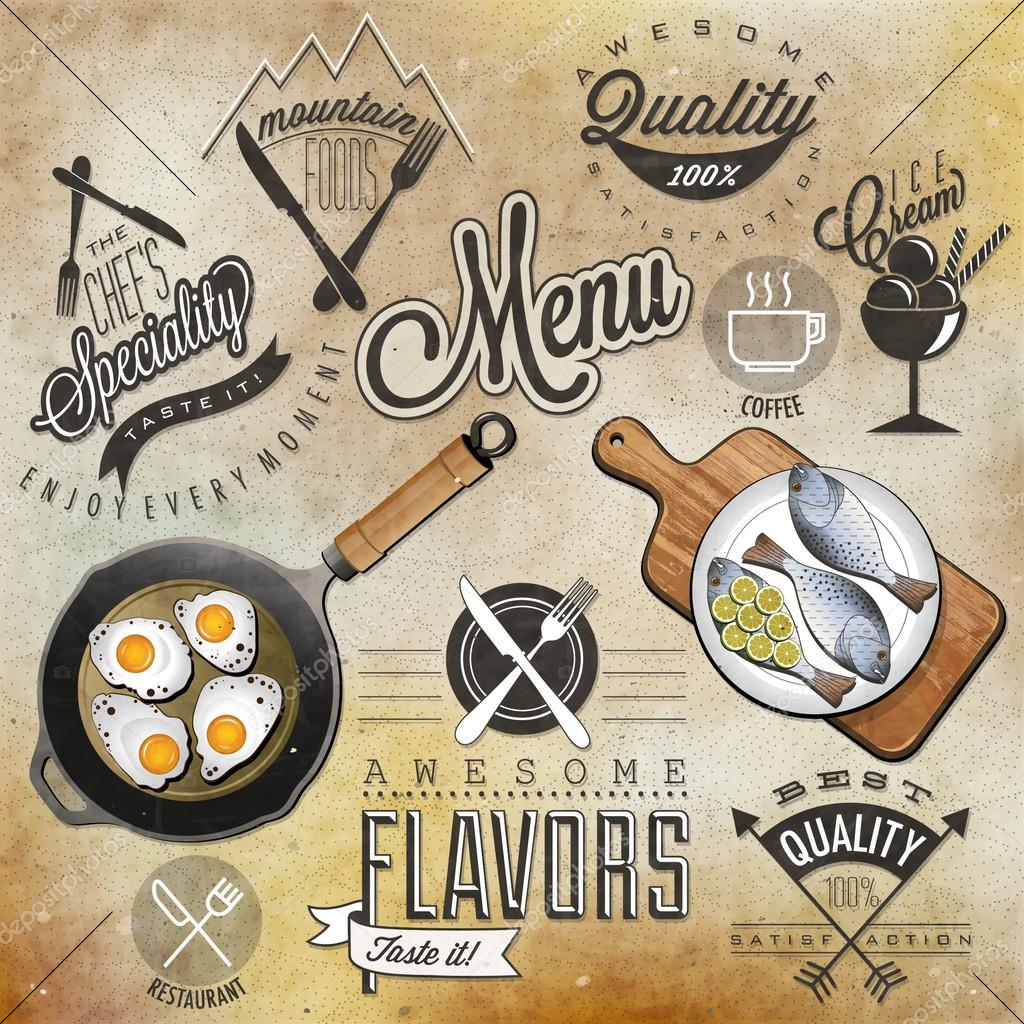 Diseño de menú de restaurante de estilo vintage retro . Vector de Stock ...