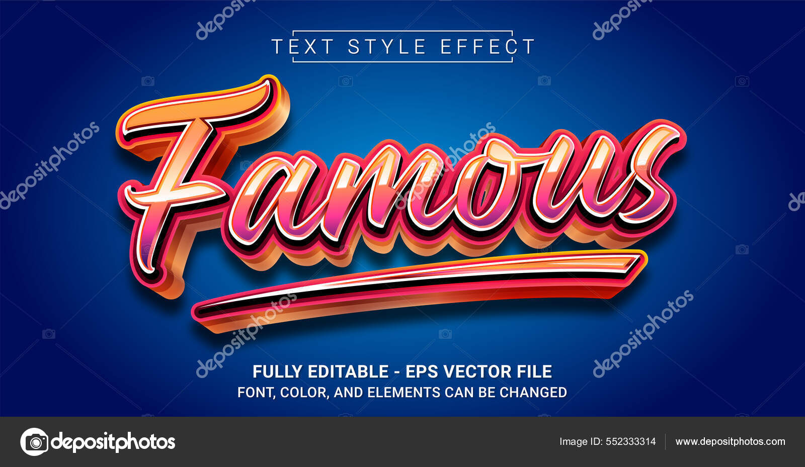 Famous Text Style Effect Editable Graphic Text Template Stock Vector ...
