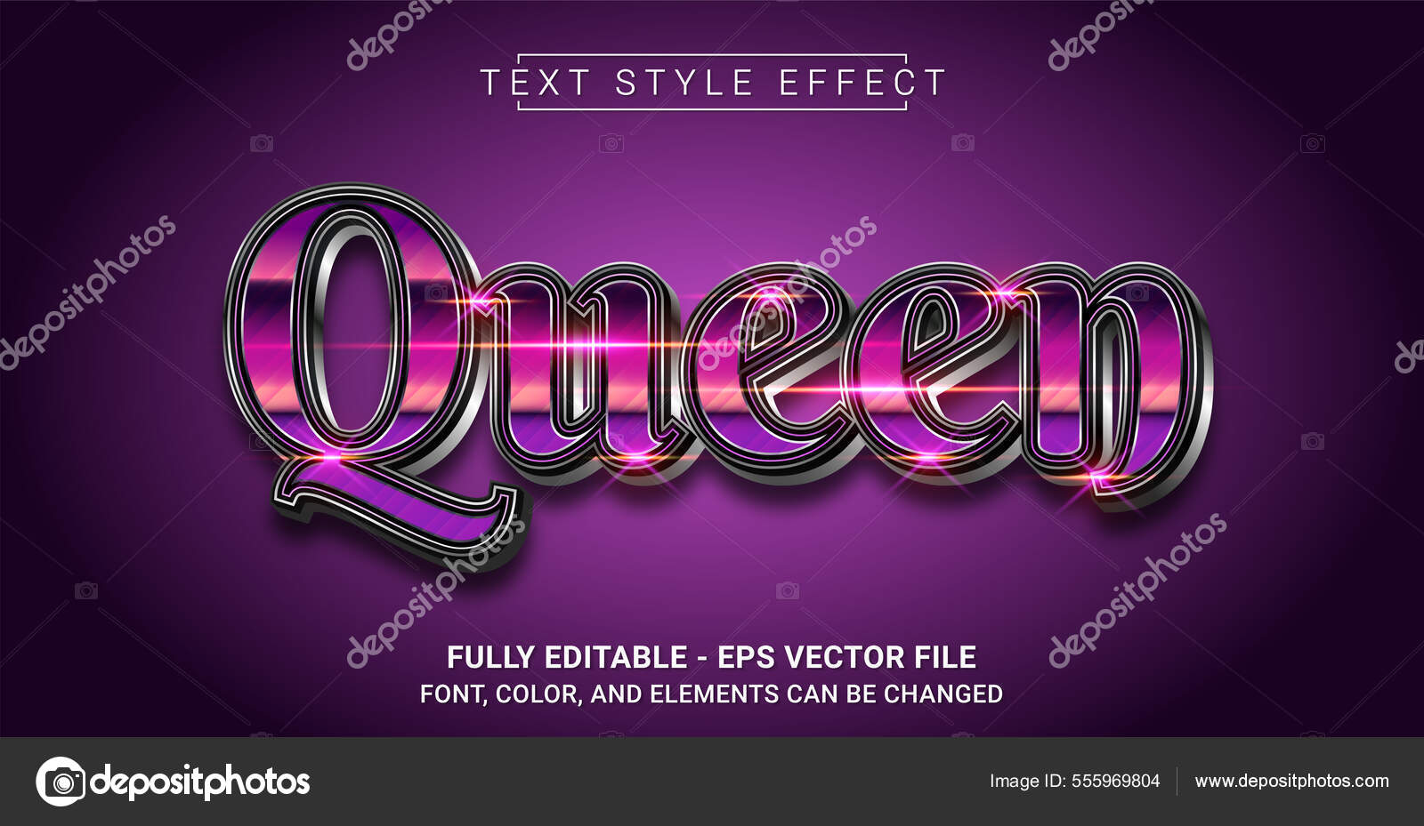 Queen Text Style Effect Editable Graphic Text Template Stock Vector by ...