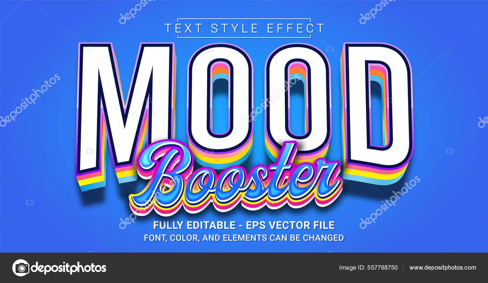 Mood Booster Text Style Effect Editable Graphic Text Template Stock ...