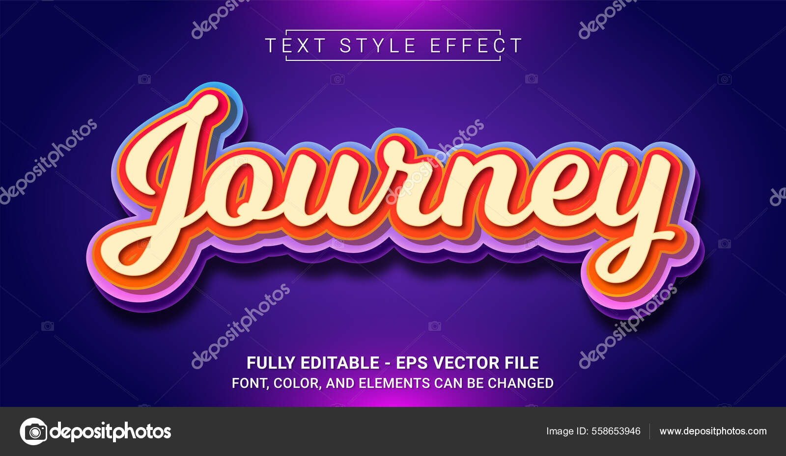 Journey Text Style Effect Editable Graphic Text Template Stock Vector ...