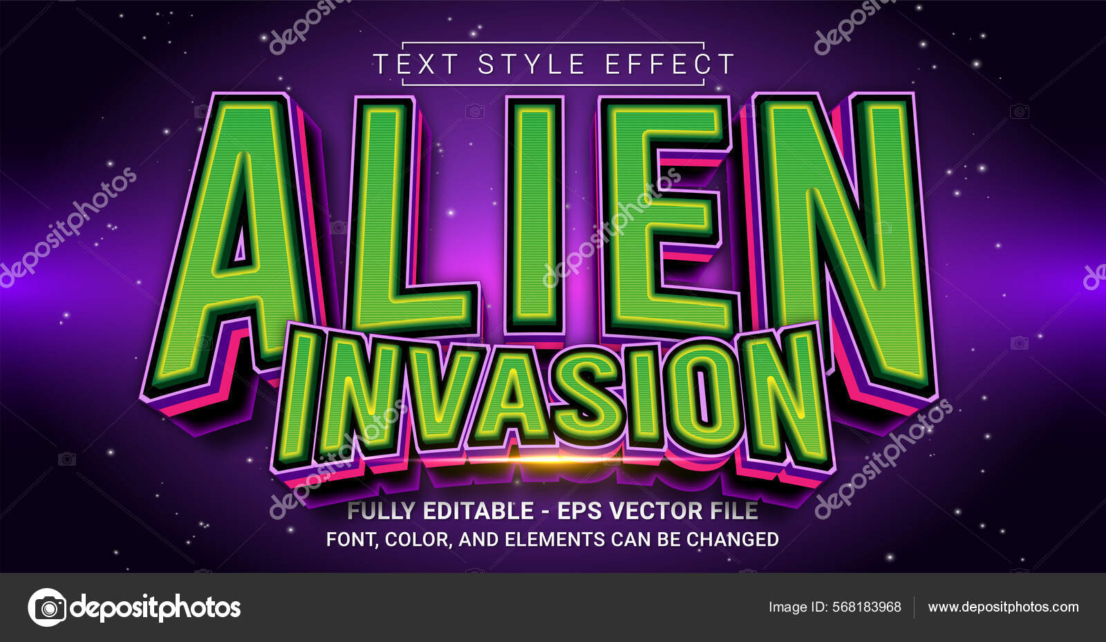 Alien Invasion Text Style Effect Editable Graphic Text Template Stock ...