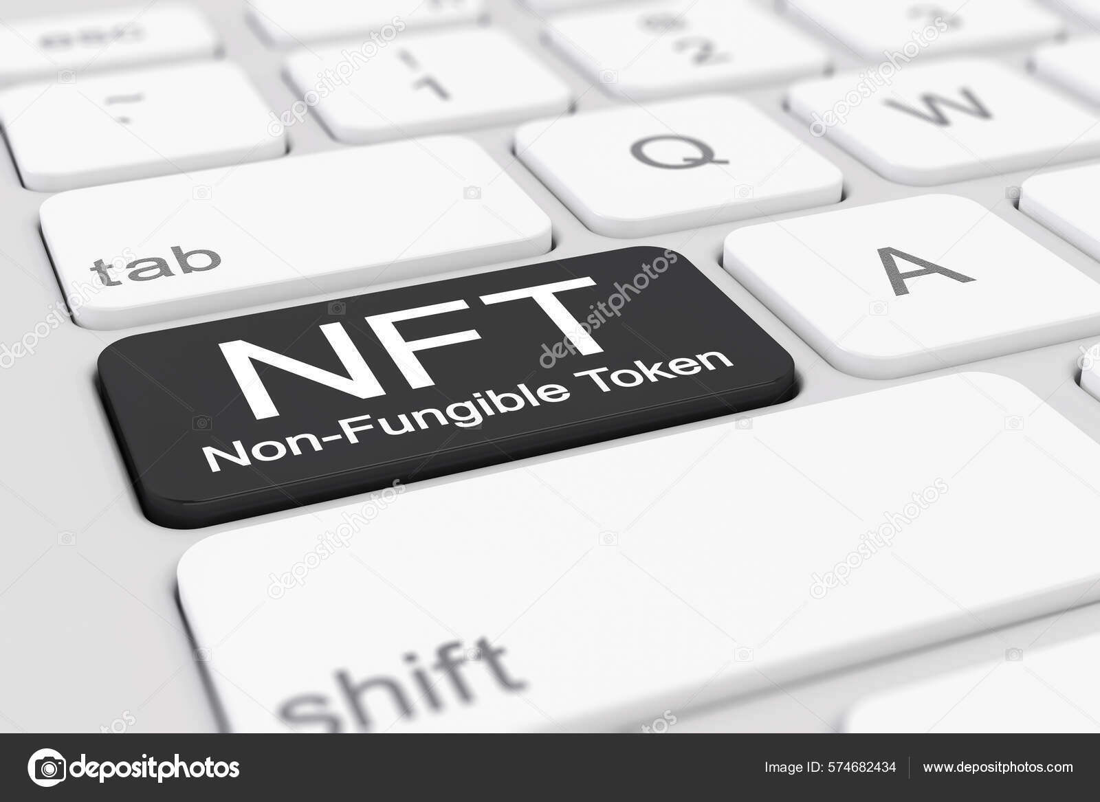 Render White Keyboard Black Nft Button Stock Photo by ©marog-pixcells ...